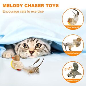 LEFFSOFIZ 2 PCS Cat Toys for Indoor Cats Chirping Bird Cat Toys Interactive Feather Toy Birds Squeak Kitten Toys Cat Toy Electronic Bird Toys for Kittens