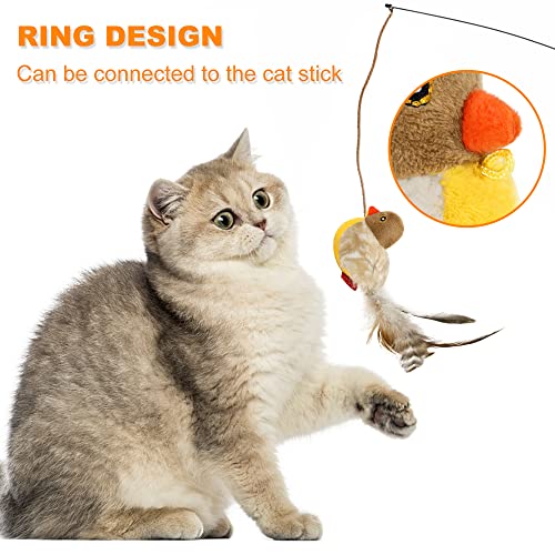 LEFFSOFIZ 2 PCS Cat Toys for Indoor Cats Chirping Bird Cat Toys Interactive Feather Toy Birds Squeak Kitten Toys Cat Toy Electronic Bird Toys for Kittens