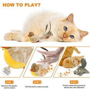 LEFFSOFIZ 2 PCS Cat Toys for Indoor Cats Chirping Bird Cat Toys Interactive Feather Toy Birds Squeak Kitten Toys Cat Toy Electronic Bird Toys for Kittens