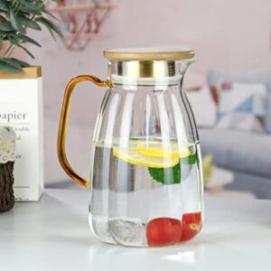 IDEALUX Glass Pitcher with Stainless Steel Filter Lid,Pumpkin Shape Glass Carafe Heat Resistant Borosilicate Water Carafe,Coffee, Tea & Lemonade Pitcher (58 OZ)