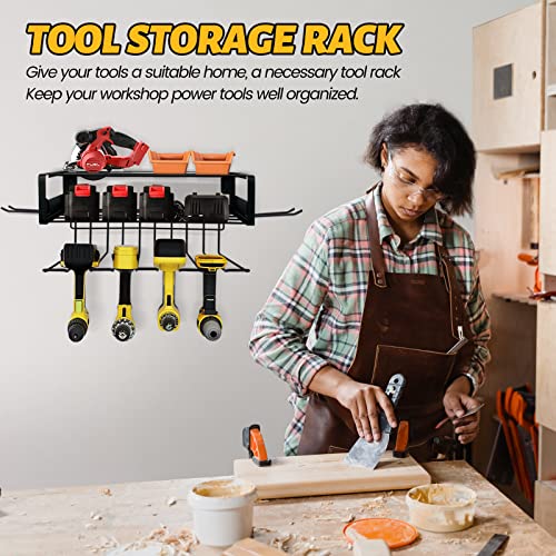 Advzon Power Tool Organizer Power Tool Organizer Wall Mount Heavy-Duty Removable Design Drill Holder with Reasonable Layered No Need for Assembly for Garage Organization Repair Room Woodworking Room