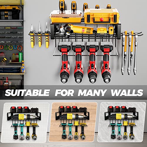 Advzon Power Tool Organizer Power Tool Organizer Wall Mount Heavy-Duty Removable Design Drill Holder with Reasonable Layered No Need for Assembly for Garage Organization Repair Room Woodworking Room