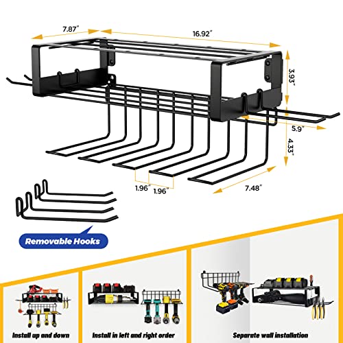 Advzon Power Tool Organizer Power Tool Organizer Wall Mount Heavy-Duty Removable Design Drill Holder with Reasonable Layered No Need for Assembly for Garage Organization Repair Room Woodworking Room