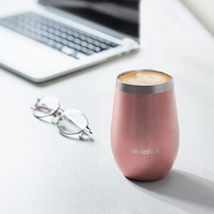 Waipfaru Wine Tumbler, 14 Oz Insulated Wine Tumbler With Lid and Straw, Stainless Steel Stemless Cup, Double Wall Vacuum Wine Tumbler for Wine Coffee Cocktails Champagne (Rose Gold)