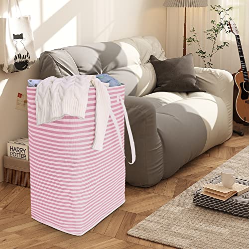 72L Laundry Basket Freestanding Waterproof Laundry Hamper Collapsible Tall Clothes Hamper with Handles for Clothes Toys (Pink)