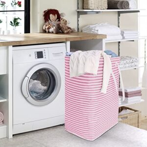 72L Laundry Basket Freestanding Waterproof Laundry Hamper Collapsible Tall Clothes Hamper with Handles for Clothes Toys (Pink)