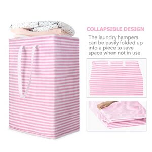 72L Laundry Basket Freestanding Waterproof Laundry Hamper Collapsible Tall Clothes Hamper with Handles for Clothes Toys (Pink)