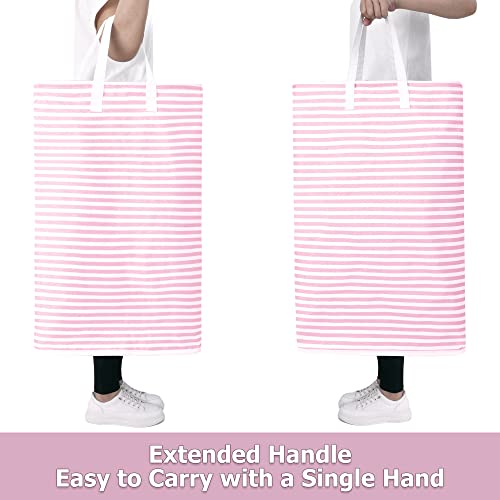 72L Laundry Basket Freestanding Waterproof Laundry Hamper Collapsible Tall Clothes Hamper with Handles for Clothes Toys (Pink)