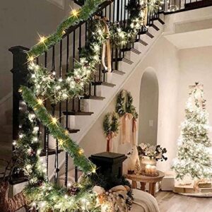 Dazzle Bright 15 FT Artificial Christmas Garland, Pre-Lit 35 LED Mini String Lights Plug in Xmas Garland, Lighted Christmas Decoration for Indoor Holiday Door Home Stairs Decor