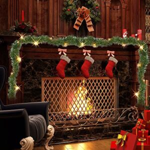 Dazzle Bright 15 FT Artificial Christmas Garland, Pre-Lit 35 LED Mini String Lights Plug in Xmas Garland, Lighted Christmas Decoration for Indoor Holiday Door Home Stairs Decor