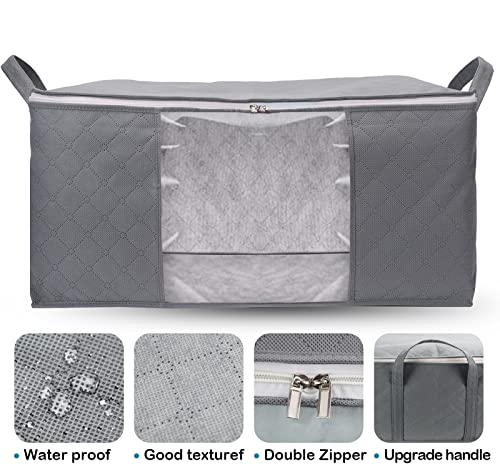 Yatide Closet Organizers and Storage,3 Pack Large Under Bed Storage Organizer, Foldable Clothing Storage Bins with Reinforced Handle for Comforters, Clothing, Bedding (Large Gray)