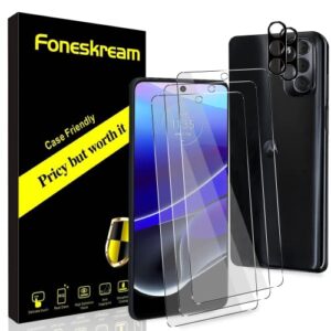 foneskream [3+2 pack] compatible for motorola moto g stylus 2022 screen protector + camera protector tempered glass (5g 6.8 inch) case friendly