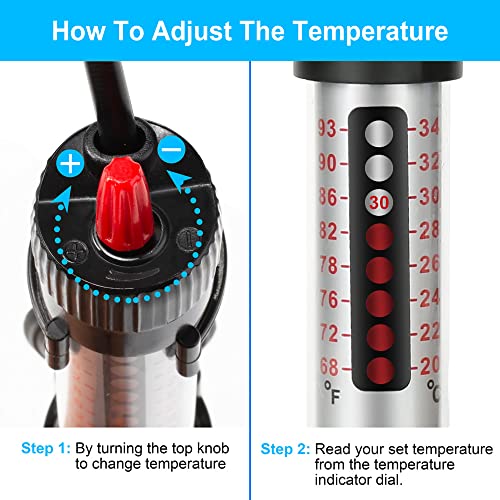 DaToo 50 Watt Aquarium Heater Submersible Adjustable Temperature Fish Tank Heater 50W