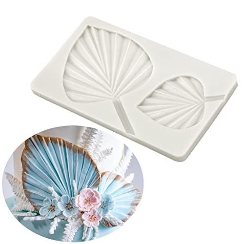 MOVNO 2 Pack Silicone Leaf Mold, Fan Leaf Silicone Cake Baking Mold Fondant Tools, Chocolate Candy Flower Molds Tools for Cake Decoration, Polymer Clay Molds Crafts Making Tool for Birthday Gifts