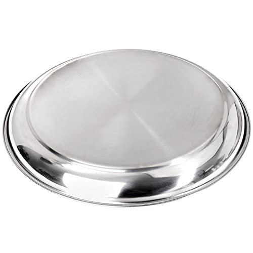 ZEAYEA 6 Pack Stainless Steel Round Tray, 12 Inch Bar Serving Tray with Swirl Pattern, Silver Display Serving Platter, Round Metal Tray for Coffee Table, Party, Club, Home, Ottoman