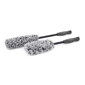 proper detailing co. car wheel brush set, 2 pack premium microfiber brushes for cleaning wheels, wheel barrels, spoked rims, professional grade scratch free wheel brush for cars, trucks, motorcycles