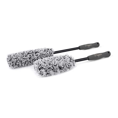 PROPER DETAILING CO. Car Wheel Brush Set, 2 Pack Premium Microfiber Brushes for Cleaning Wheels, Wheel Barrels, Spoked Rims, Professional Grade Scratch Free Wheel Brush for Cars, Trucks, Motorcycles