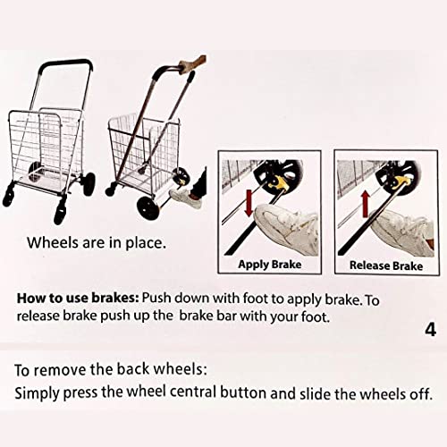 Utility Folding Shopping Cart with 360° Wheels for Grocery, Laundry and Travel, 88lbs Capacity (X-Large)