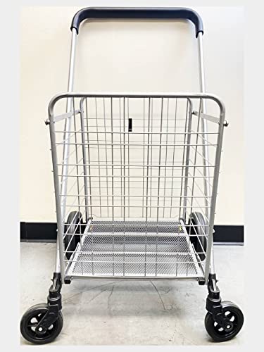 Utility Folding Shopping Cart with 360° Wheels for Grocery, Laundry and Travel, 88lbs Capacity (X-Large)