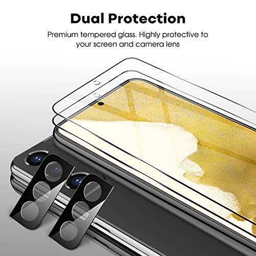 JETech Screen Protector for Samsung Galaxy S22 5G with Camera Lens Protector, Easy Installation Tool, Tempered Glass Film, Fingerprint ID Compatible, 2-Pack Each