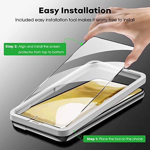 JETech Screen Protector for Samsung Galaxy S22 5G with Camera Lens Protector, Easy Installation Tool, Tempered Glass Film, Fingerprint ID Compatible, 2-Pack Each