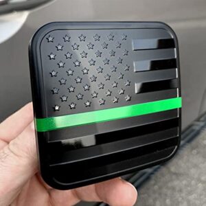 eVerHITCH American Flag Hitch Cover Plug (Fits 2" Receiver, Black with Green Line)