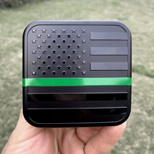 eVerHITCH American Flag Hitch Cover Plug (Fits 2" Receiver, Black with Green Line)