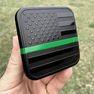 eVerHITCH American Flag Hitch Cover Plug (Fits 2" Receiver, Black with Green Line)