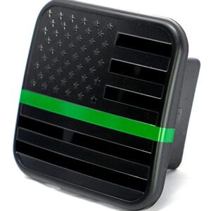 eVerHITCH American Flag Hitch Cover Plug (Fits 2" Receiver, Black with Green Line)