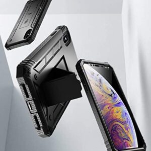 Poetic Revolution Series Case for iPhone Xs Max 6.5 inch, Full-Body Rugged Dual-Layer Shockproof Protective Cover with Kickstand and Built-in-Screen Protector, Black