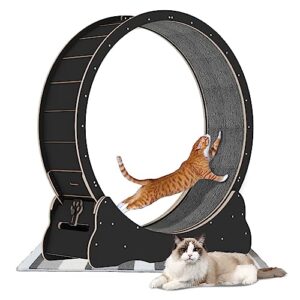 cat wheel exerciser for indoor cats, diameter 43.3" 45.27" h large cat exercise wheel indoor with locking mechanism, cat wheel ultra-quiet running protect spine,reduce vet bills perfect for big cats