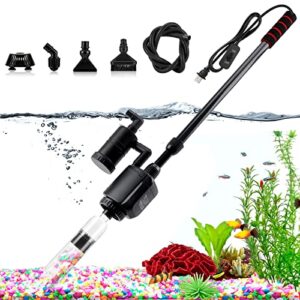 aqqa electric aquarium gravel cleaner, 6 in 1 automatic fish tank cleaning tools gravel vacuum for aquarium, suitable for change water wash sand water filter and water circulation (320gph, 20w)