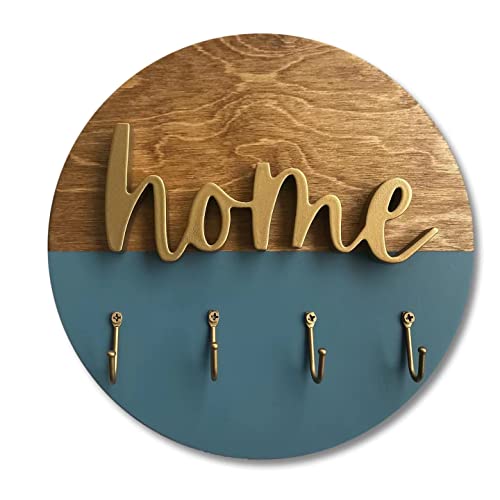 Lavender Inspired 3D Home Design Wall Mounted Key Holder for Wall, Decorative Wooden Home Sign, Wooden Key Organization, Small Home Key Rack for Entryway, Bathroom, Kitchen, 10''(Gold)