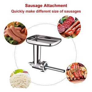 Meat Grinder Attachment for Kitchenaid Stand Mixer, Stainless Steel Kitchenaid Meat Grinder Attachment with 3 Sausage Stuffer Tubes 4 Grinding Plates, Dishwasher Safe Meat Grinder Kitchenaid by Cofun