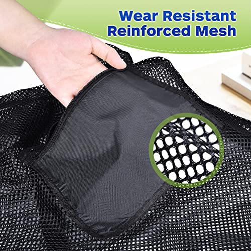 OTraki Mesh Laundry Bags with Adjustable Shoulder Straps Handle 28 x 36 inch Large Heavy Duty Laundry Backpack Drawstring Soccer Ball Bag for Gym Sports Equipment Beach College Dorm Travel Camp Black