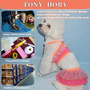 TONY HOBY Dog Swimsuit, Dog Bikini Swimming Dress, Dog Beach Dress in Seaside, Pool, Dog Bathing Suit for Small Medium Dog (3PCS, Orange, L)