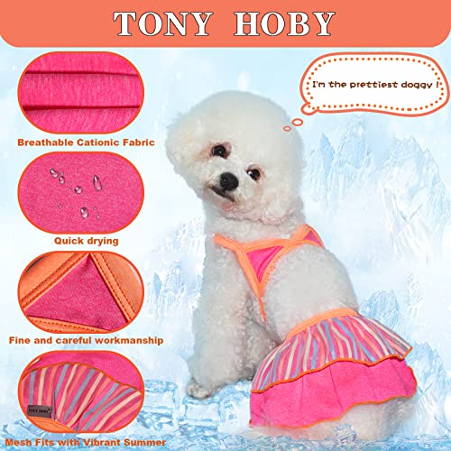 TONY HOBY Dog Swimsuit, Dog Bikini Swimming Dress, Dog Beach Dress in Seaside, Pool, Dog Bathing Suit for Small Medium Dog (3PCS, Orange, L)