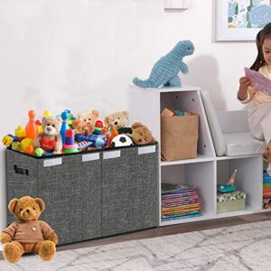 Pantryily Large Toy Storage Box Organizer, Collapsible Kids Toys Boxes Chest Container Bins with Lids & Handles for Nursery,Playroom,Office,School 24.5"x13"x16"(Black)