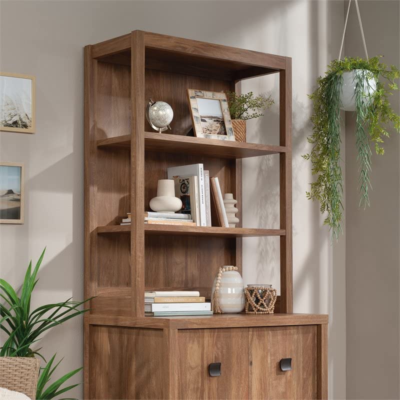 Sauder Cannery Bridge 2-Shelf Library Hutch in Sindoori Mango, Sindoori Mango Finish