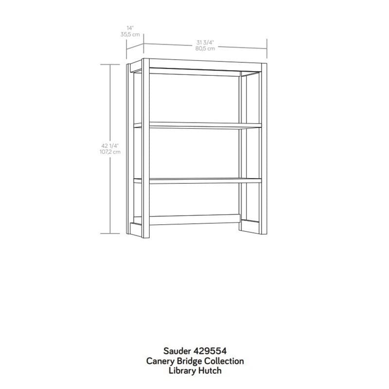 Sauder Cannery Bridge 2-Shelf Library Hutch in Sindoori Mango, Sindoori Mango Finish