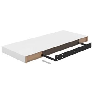 Homvdxl Floating Shelves, White High Gloss Wall Mounted Shelf with Invisible Brackets Book Plant Display Rack Storage for Bathroom Living Room Bedroom Entryway Hallway, 23.6 x 9.3