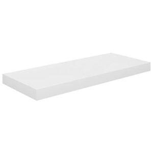 Homvdxl Floating Shelves, White High Gloss Wall Mounted Shelf with Invisible Brackets Book Plant Display Rack Storage for Bathroom Living Room Bedroom Entryway Hallway, 23.6 x 9.3