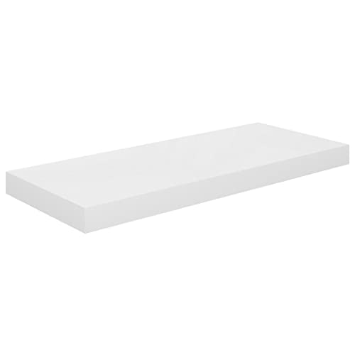 Homvdxl Floating Shelves, White High Gloss Wall Mounted Shelf with Invisible Brackets Book Plant Display Rack Storage for Bathroom Living Room Bedroom Entryway Hallway, 23.6 x 9.3