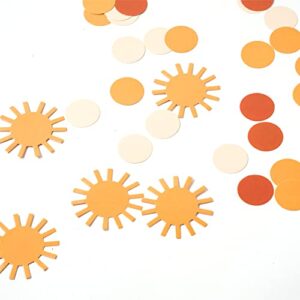 G1ngtar 320Pcs Boho Sun Round Scatter Confetti Dot Hippie Muted Sun Confetti Table Decor First Trip Around the Sun You Are My Sunshine Party Decoration for Baby Shower Gender Reveal Wedding