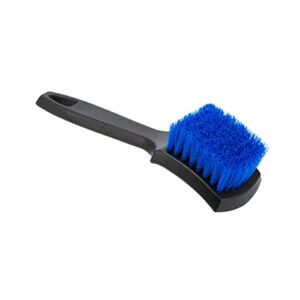 car brush for wheel & tire cleaning, carpet brush for car / truck, tough scrub brush for tub, shower with stiff bristles, black/blue, 1pcs