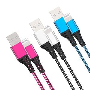 amaitree lightning cable, 3pack(3/6/6ft) 3a nylon braided fast charging iphone charger cable, usb-a to lightning cable for iphone 14 pro max, compatible with iphone 14/13/12/11/xs/xr/8