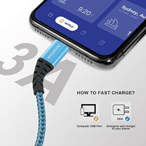 Amaitree Lightning Cable, 3Pack(3/6/6Ft) 3A Nylon Braided Fast Charging iPhone Charger Cable, USB-A to Lightning Cable for iPhone 14 Pro Max, Compatible with iPhone 14/13/12/11/XS/XR/8