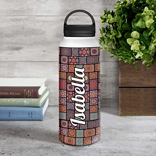 winorax Personalized Elephant Water Bottle Mandala Style Stainless Steel Double Wall Vacuum Insulated Sport Bottles Travel Cup 12oz 18oz 32oz Birthday Christmas Gifts For Elephants Lovers Women Girls