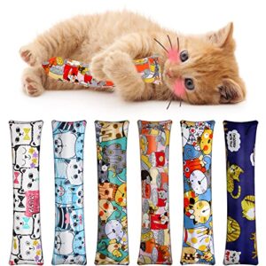 6 pack catnip kicker toy interactive cat kicker toy kitty kick sticks for cats, durable and bite resistant cat chew toy indoor cat kick pillow toy with cute patterns for kitten pet supplies, 10.6 inch