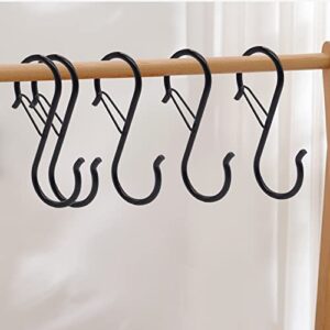 Aienxn 18PCS S Hooks for Hanging, 3.5inch Black Heavy Duty S Shaped Hooks with Safety Buckle, Closet Hooks Pot Rack Hooks for Hanging Plants, Clothes, Kitchen Utensil, Pans, Pots and Bags Q-O-021-18